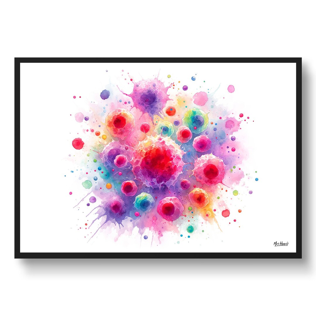 T-cells Immune System Wall Art Print Watercolour T-lymphocytes Cells ...