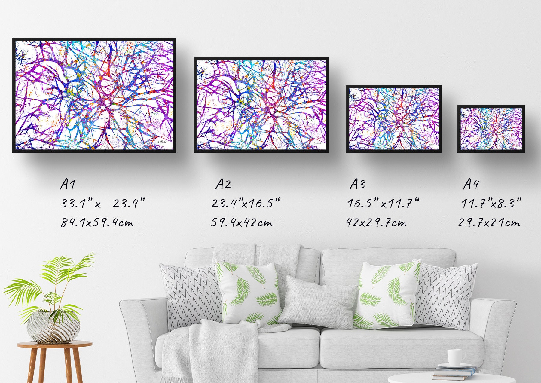 Neurons Watercolour Print Human Neural Network Medical Doctor | Etsy