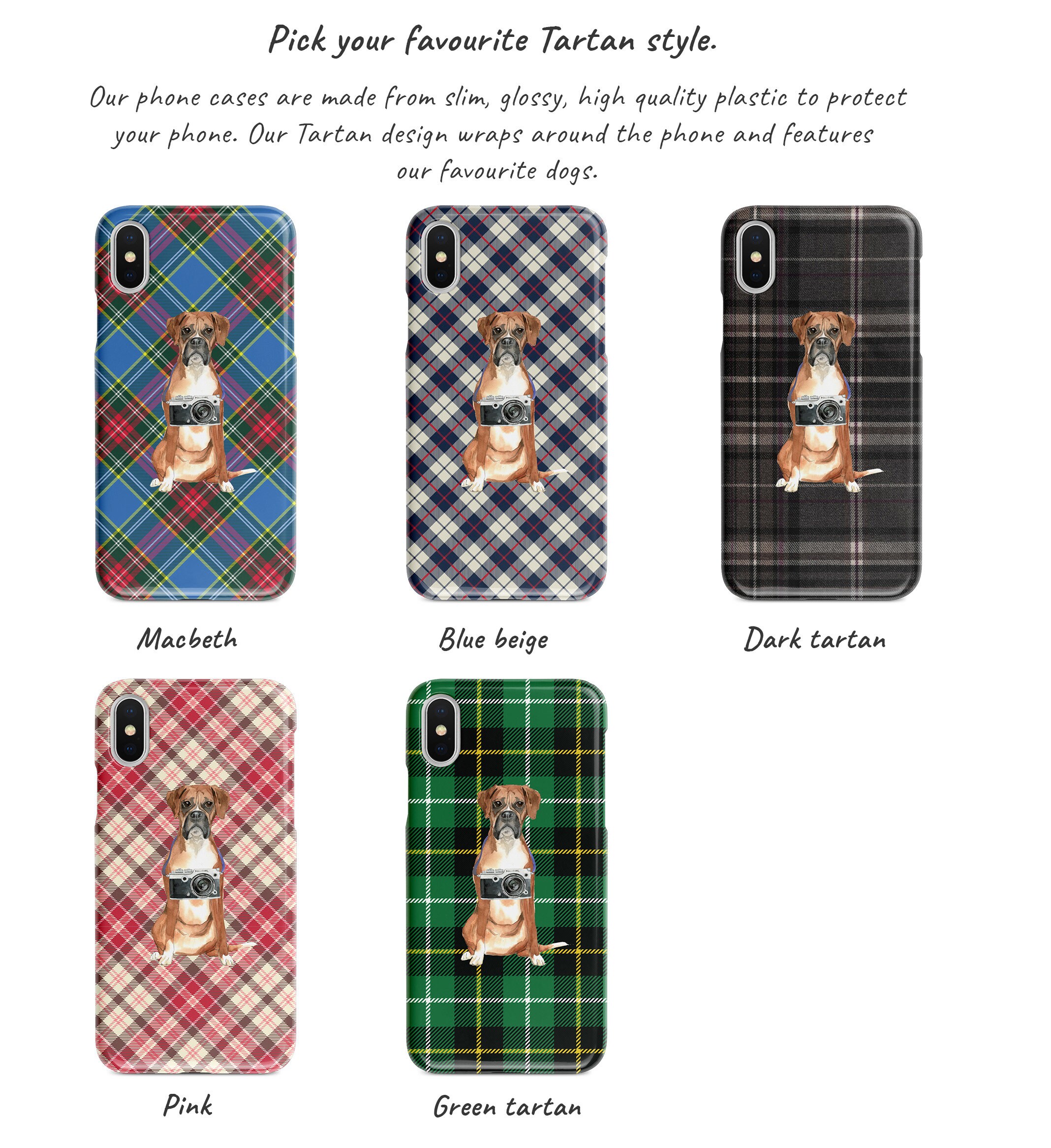 Boxer dog Tartan phone case. 11 Tartan styles. Iphone 6 S | Etsy