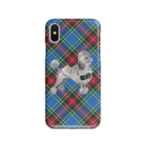 Grey Poodle Dog Tartan Phone Case. 11 Styles: iPhone 16 Pro Max, 15, 14 ...