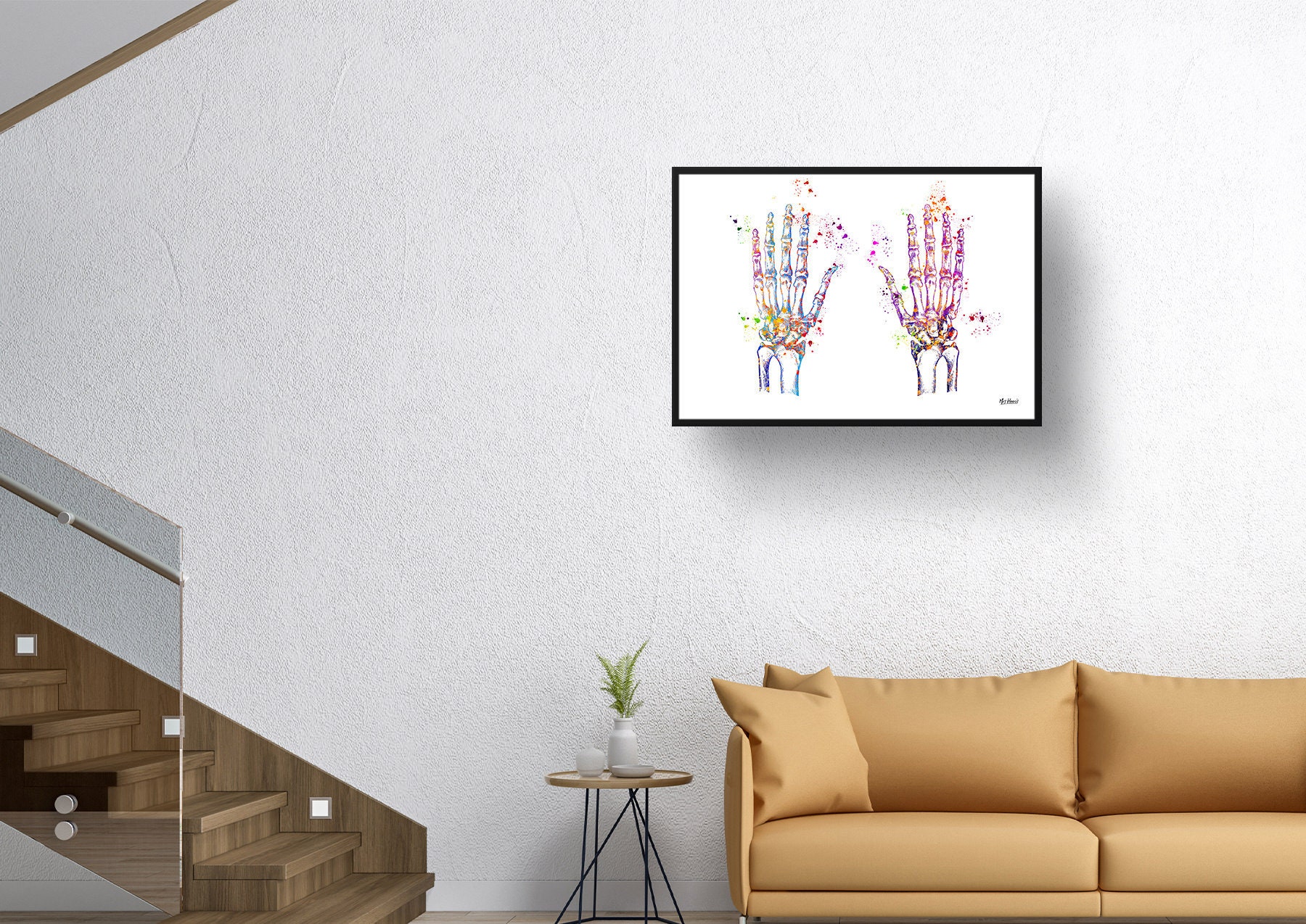 Hand Bones Anatomy Watercolour Print Hand Surgeonmassage | Etsy