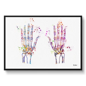 Hand Bones Anatomy Watercolour Print Hand Surgeon massage Medical ...
