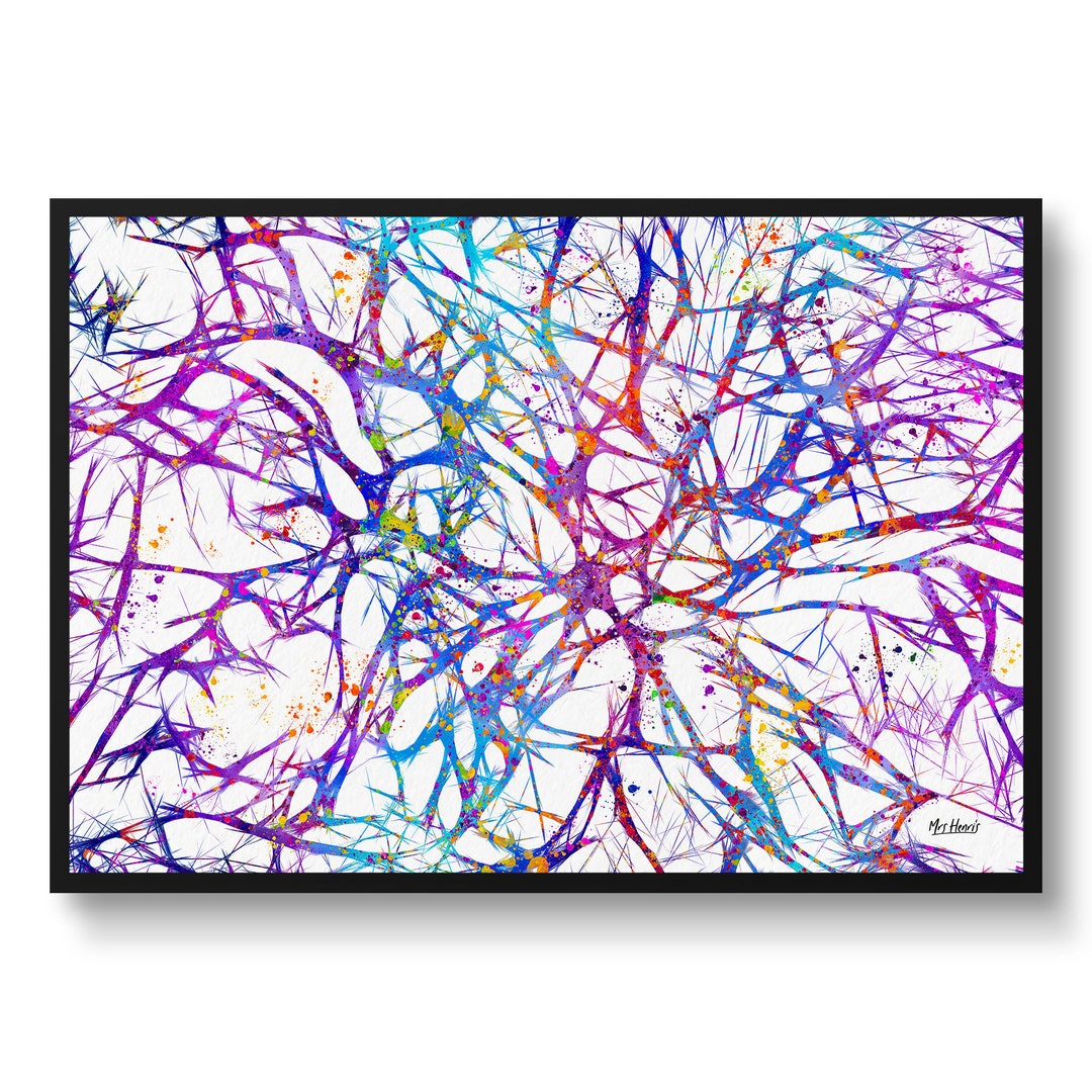 Neurons Watercolour Print Human Neural Network Medical Doctor Office ...
