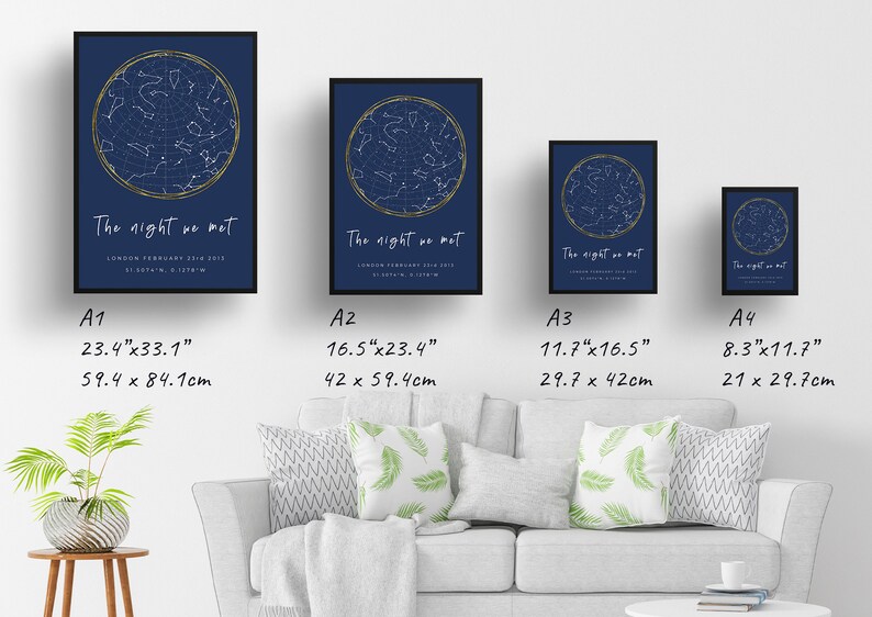 Classic Handwritten Custom Star Map Personalized | Etsy