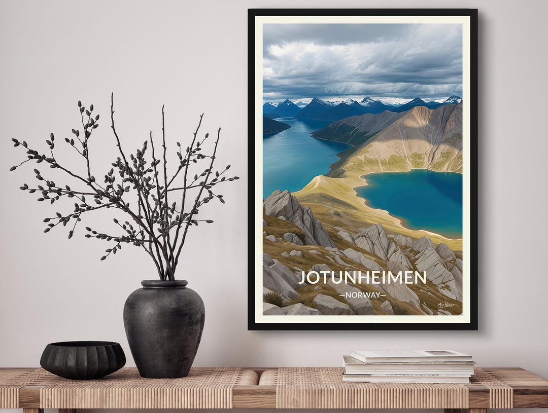 Jotunheimen Travel Art Print. Norway Home of the Giants Illustration ...