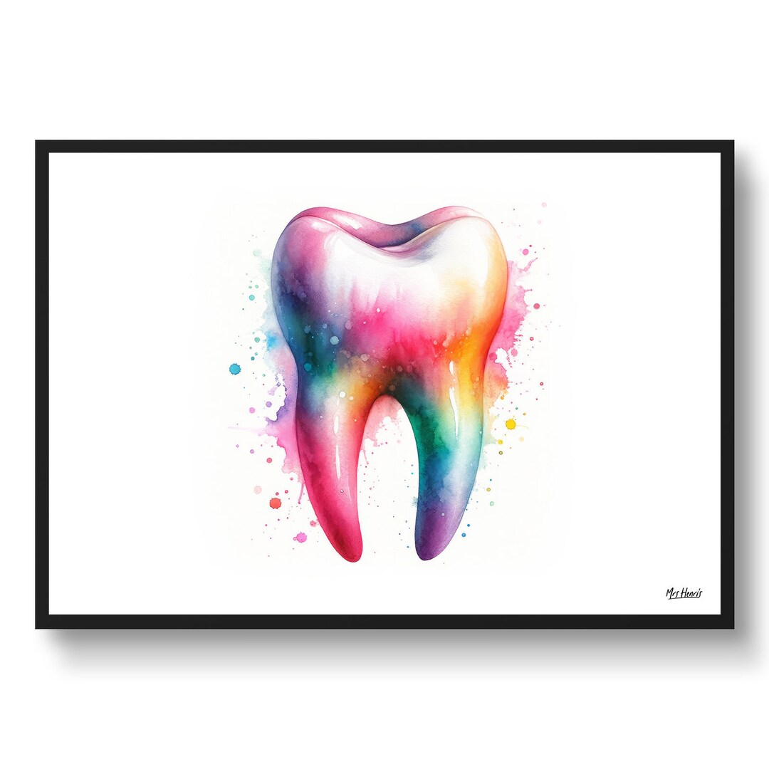 Molar Anatomy Art Tooth Dental Dentist Wall Art Print Watercolour Molar ...