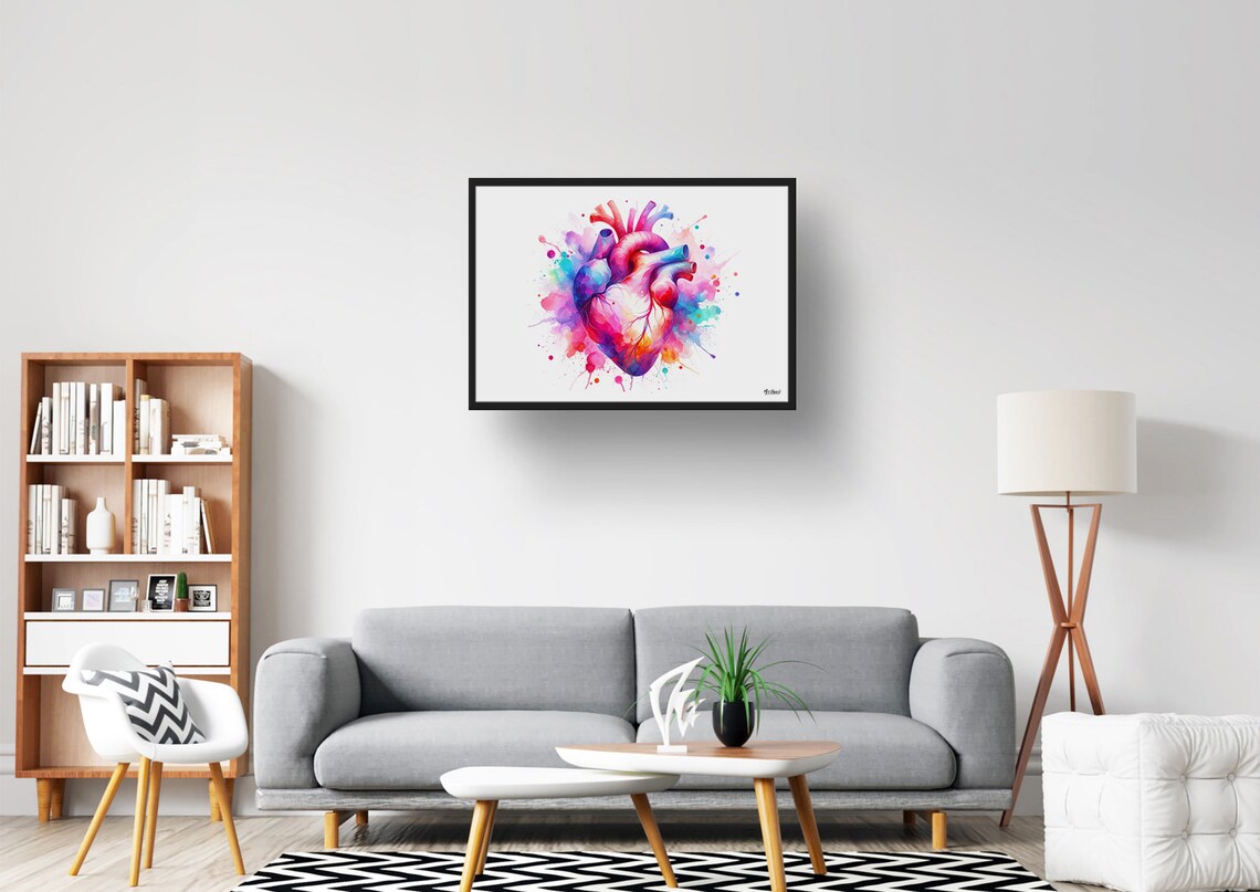 Heart Print Cardiology Cardiologist Wall Art Print Watercolour Heart ...