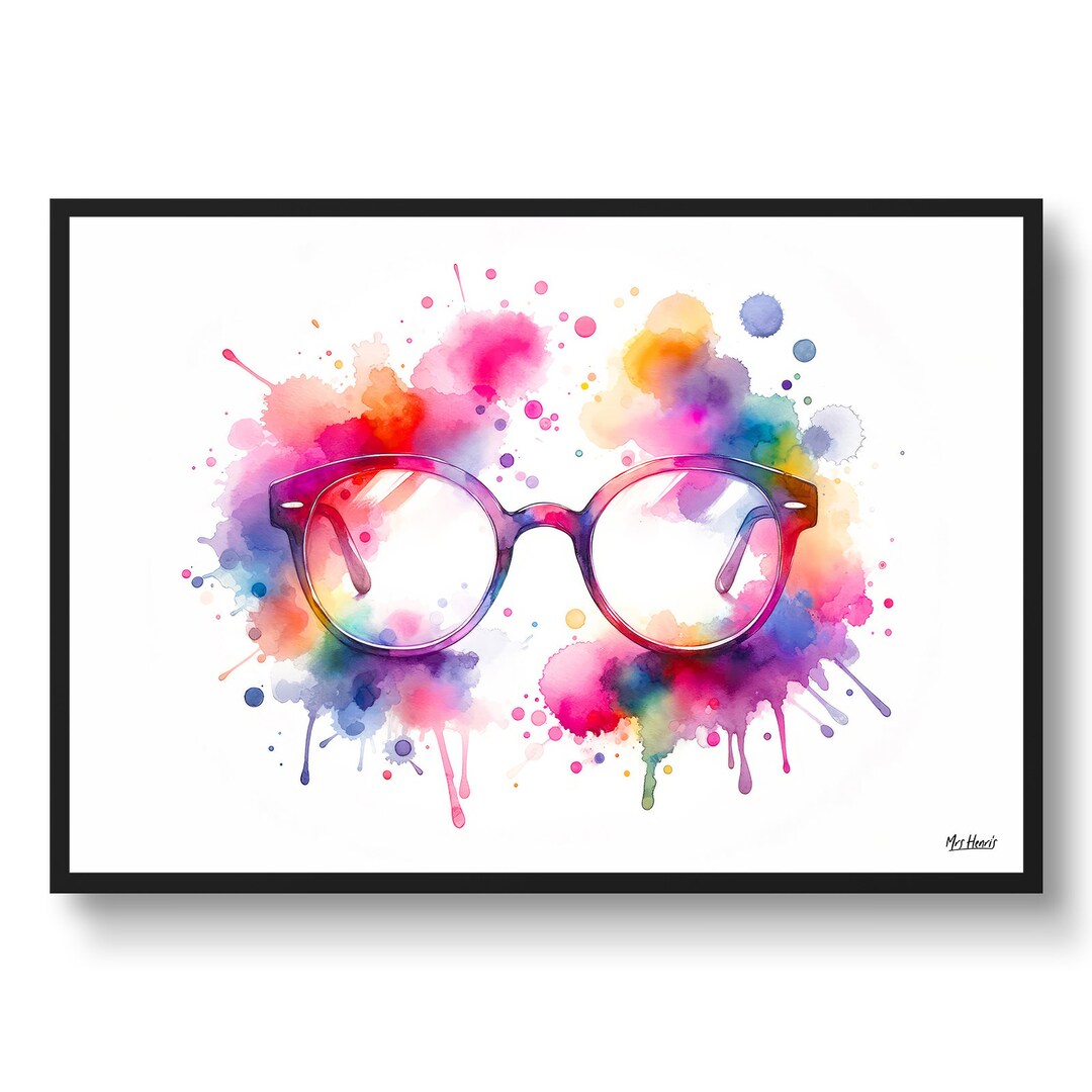 Eyeglasses Optometry Ophthalmology Wall Art Print Watercolour Oversized ...