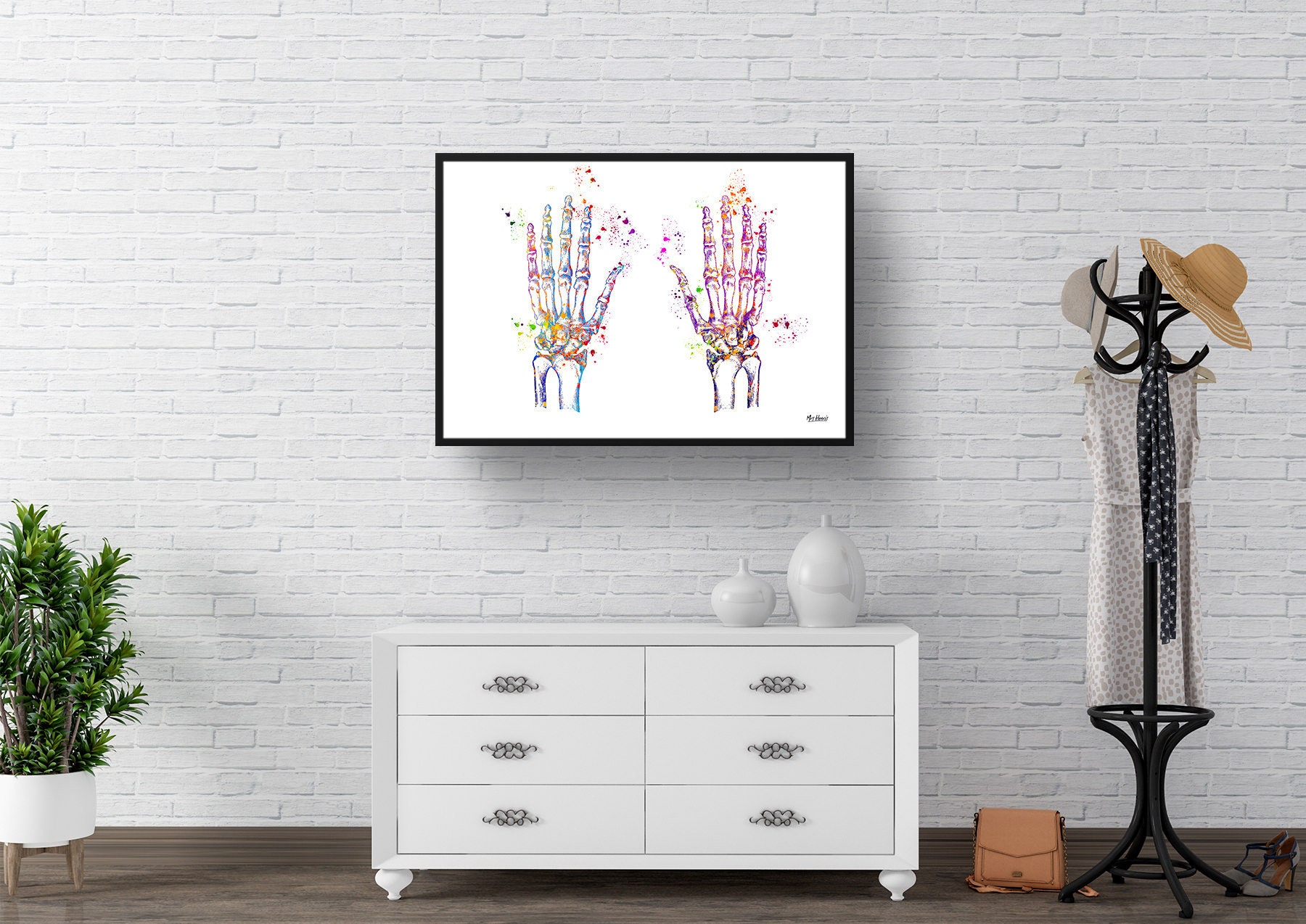Hand Bones Anatomy Watercolour Print Hand Surgeonmassage | Etsy