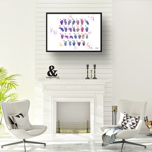 Sign Language Watercolour Print ASL Hand Signing Alphabet Medical Wall ...