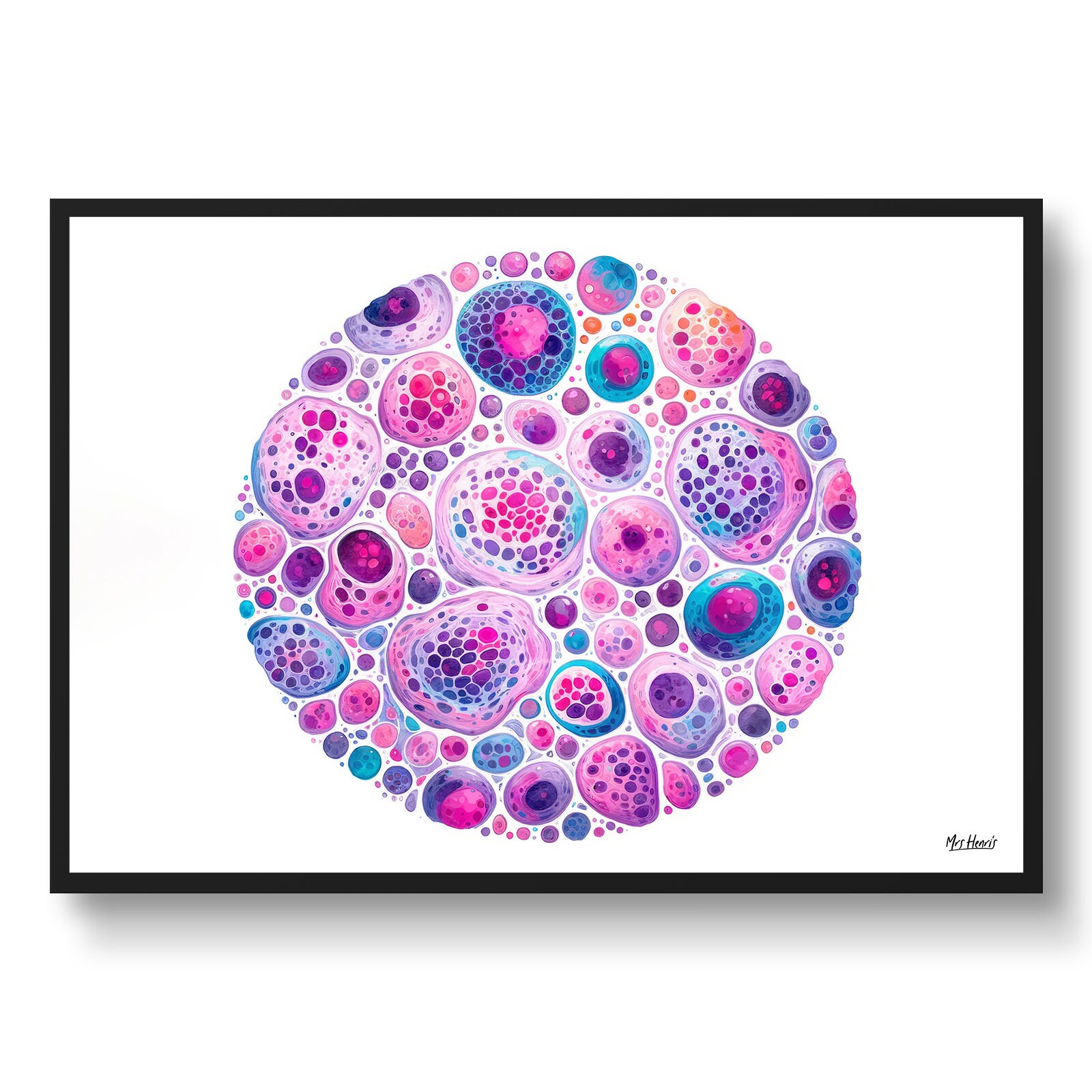 Microscope Lab Wall Art Print Watercolour Photomicrograph Organ Tissue ...