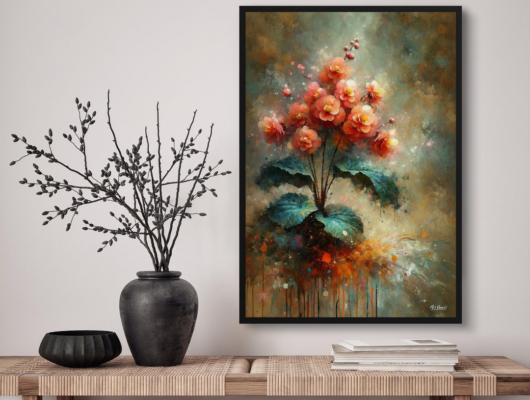 Begonia Inferno Flower (begonia) Whimsical Botanical Art Print ...