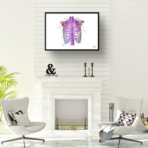 Thorax Watercolour Print Rib Cage Anatomy Medical Nurse & Doctor Office ...