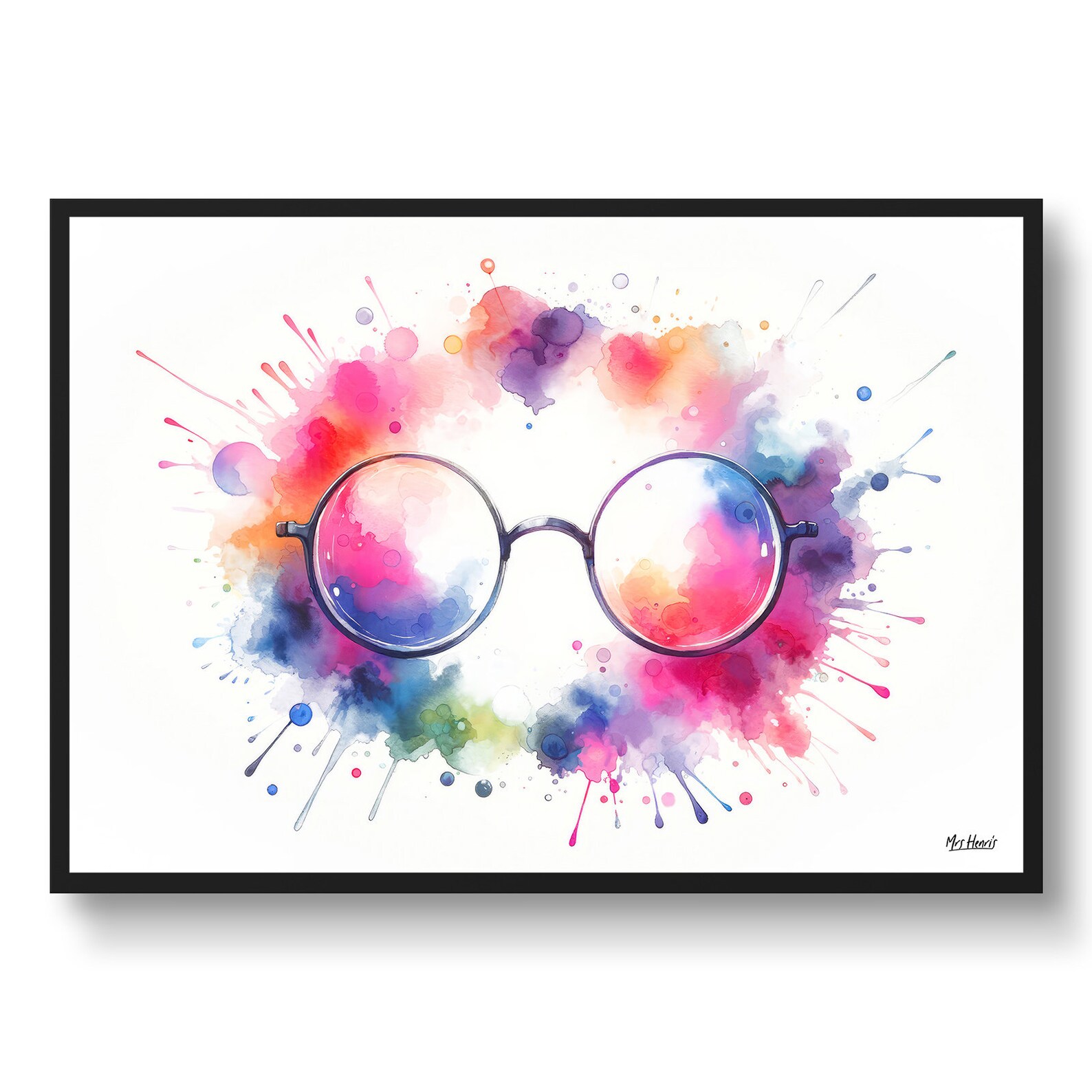 Round Eyeglasses Wall Art Optometry Ophthalmology Wall Art Print ...