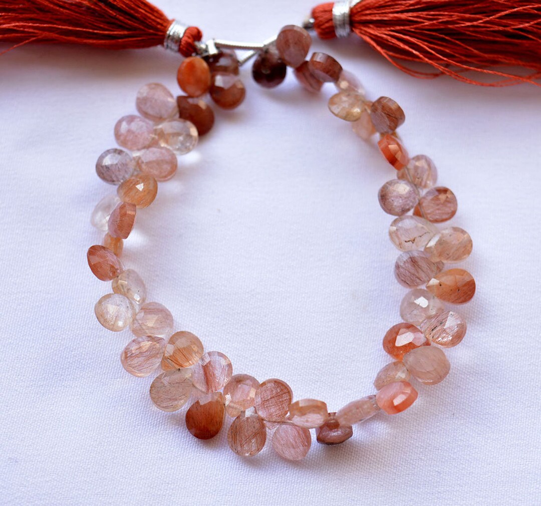 Copper Rutilated Quartz Faceted Pear Shape Briolettes, 5x7mm Copper ...