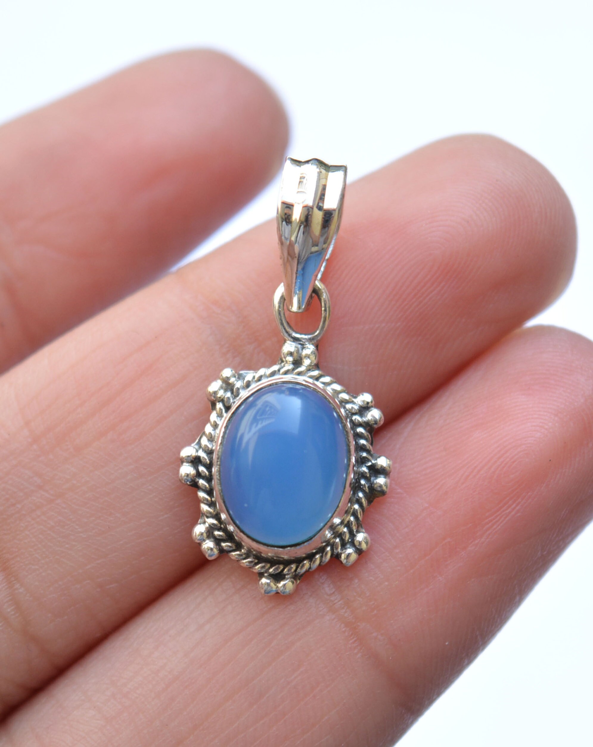 925 Sterling Silver Jewelry Blue Onyx Silver Pendant Oval - Etsy