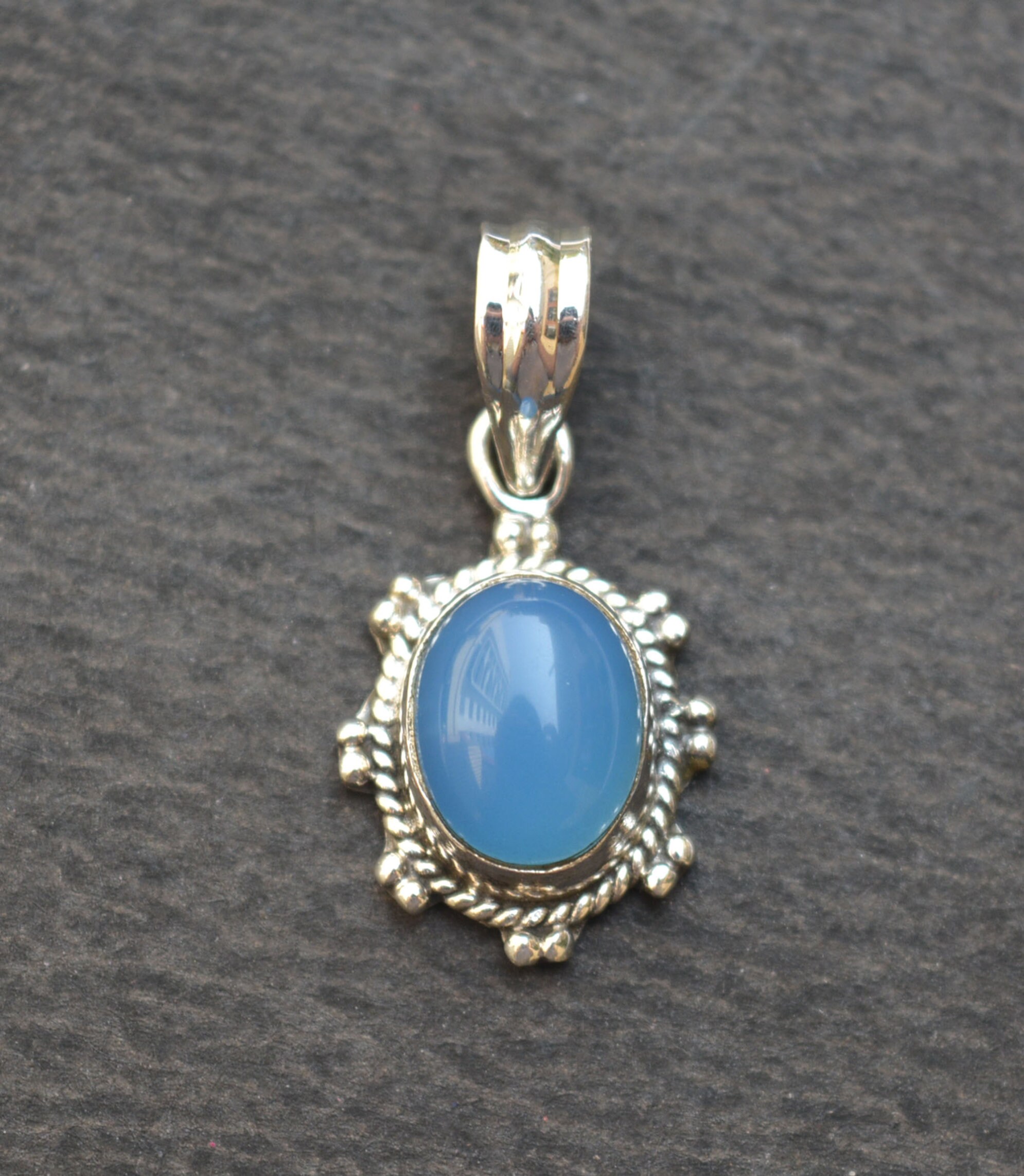 925 Sterling Silver Jewelry Blue Onyx Silver Pendant Oval - Etsy