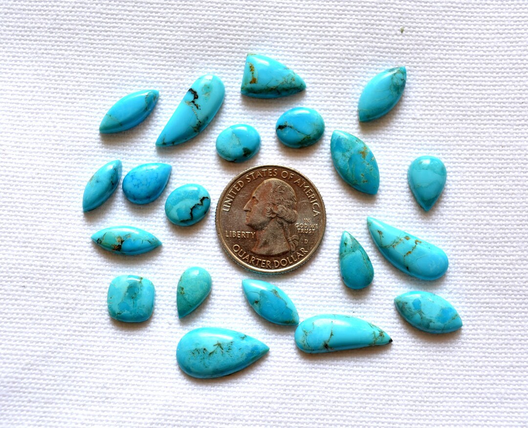 Turquoise Cabochons Blue Compressed Turquoise Loose Gemstone - Etsy