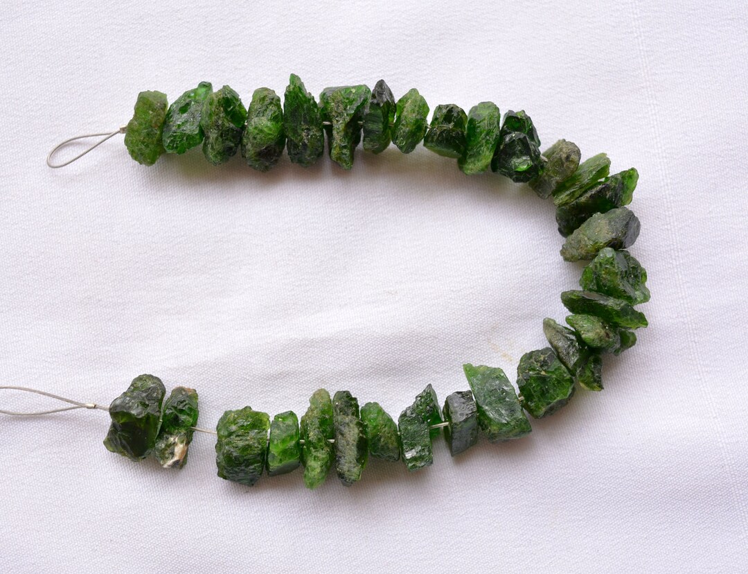 Rough Chrome Diopside Beads, Diopside Gemstone Raw Beads, Rough ...