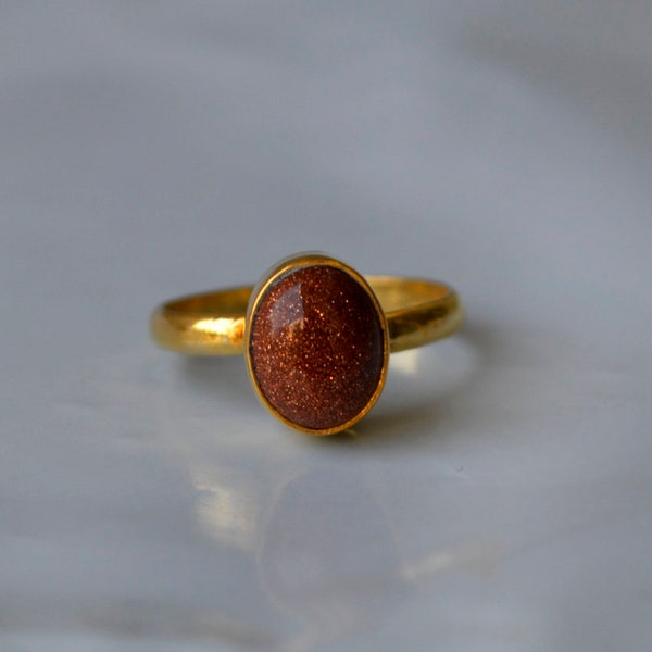 Goldstone Ring - Etsy