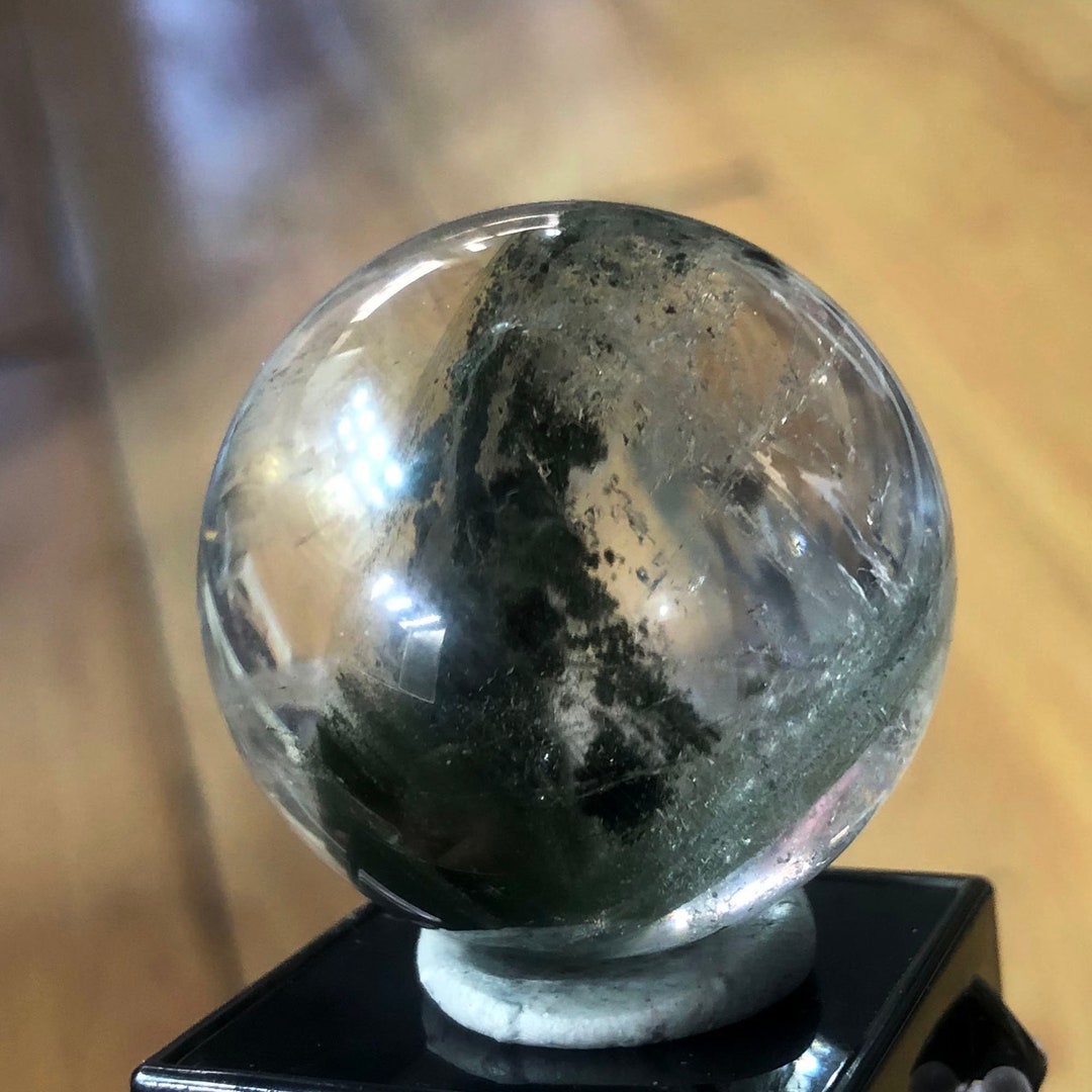 Clear Natural Green Ghost Crystal Ball /green Ghost Quartz Ball ...