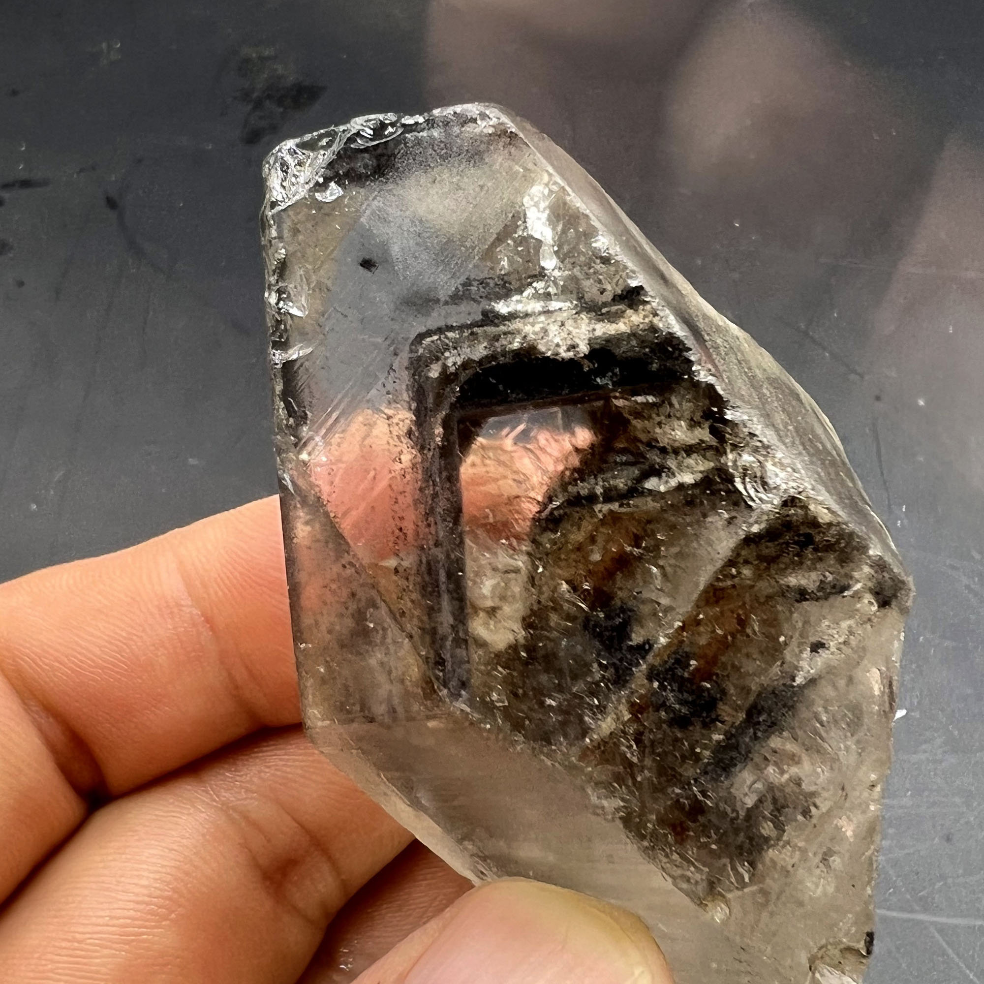 Pyramid Crystal/ Black Ghost Quartz Ghost Crystal Specimen / Ghost ...