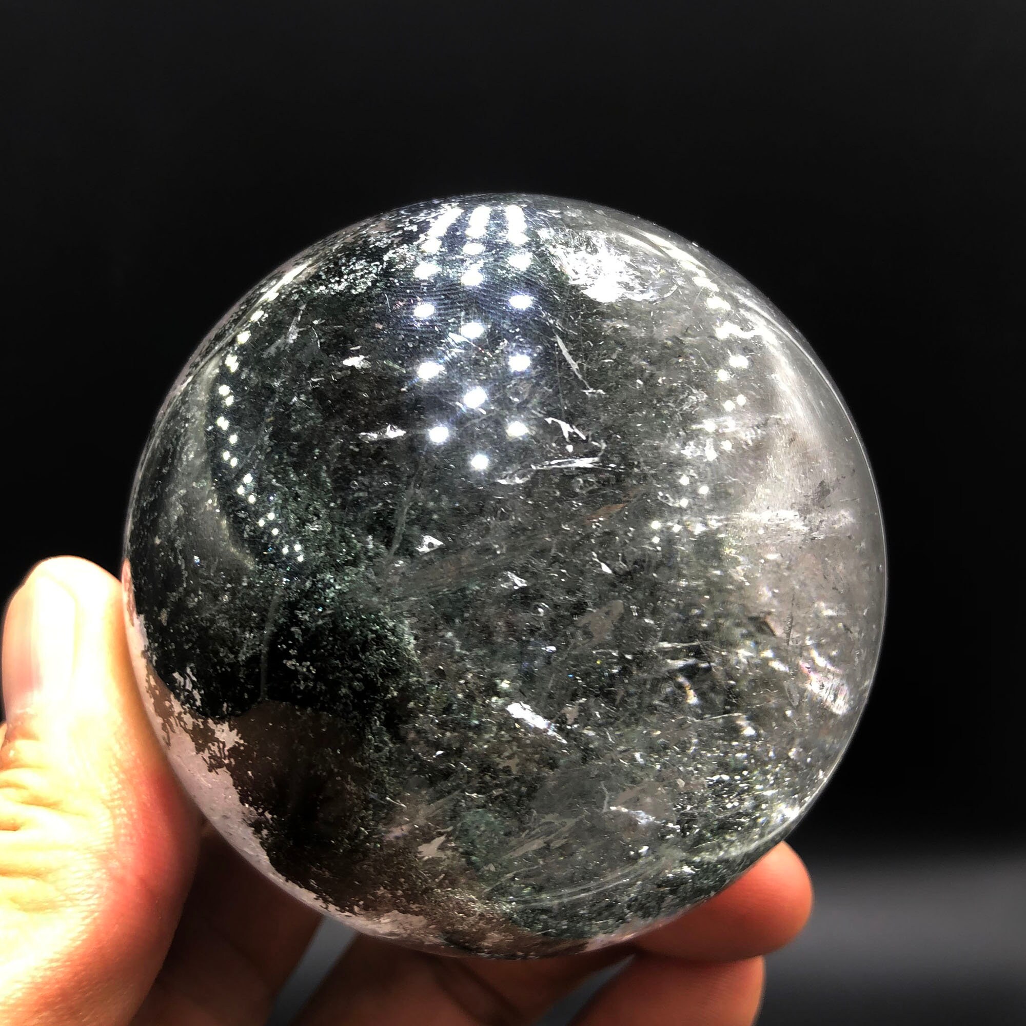 Clear Natural Green Ghost Crystal Ball / Rare Green Ghost - Etsy