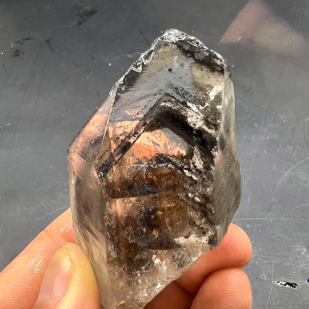 Pyramid Crystal/ Black Ghost Quartz Ghost Crystal Specimen / Ghost ...