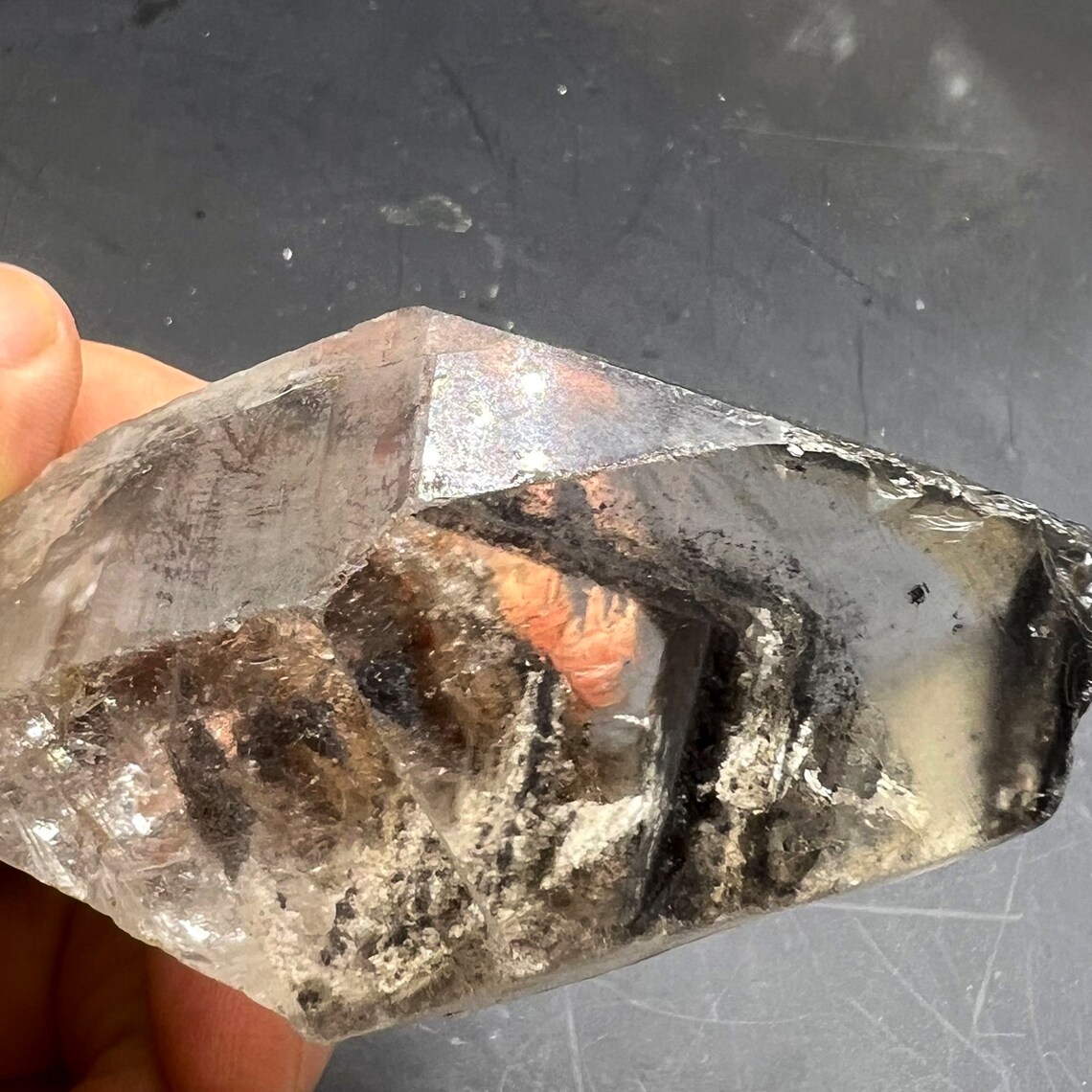 Pyramid Crystal/ Black Ghost Quartz Ghost Crystal Specimen / Ghost ...