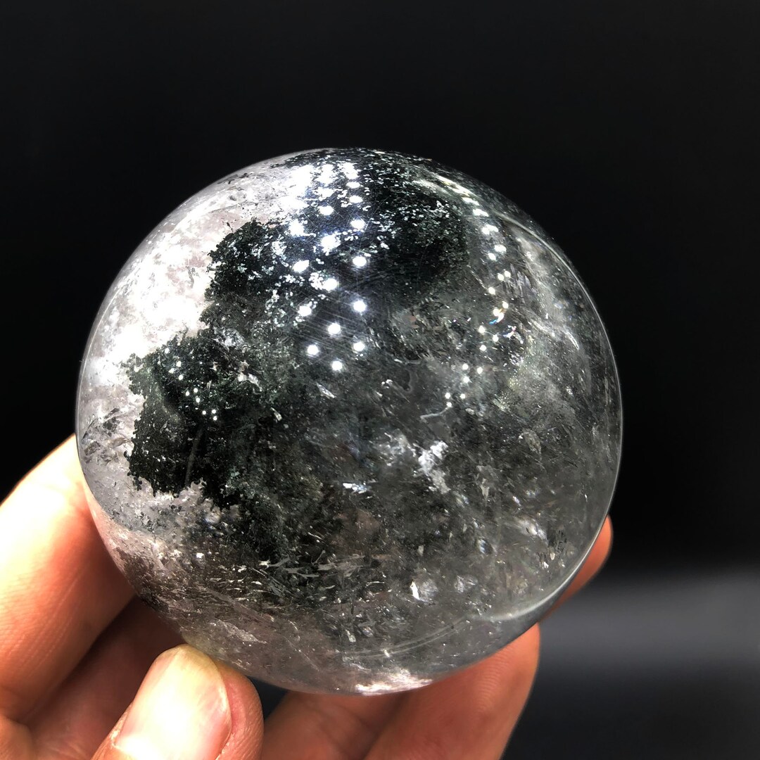 Clear Natural Green Ghost Crystal Ball / Rare Green Ghost Quartz Ball ...