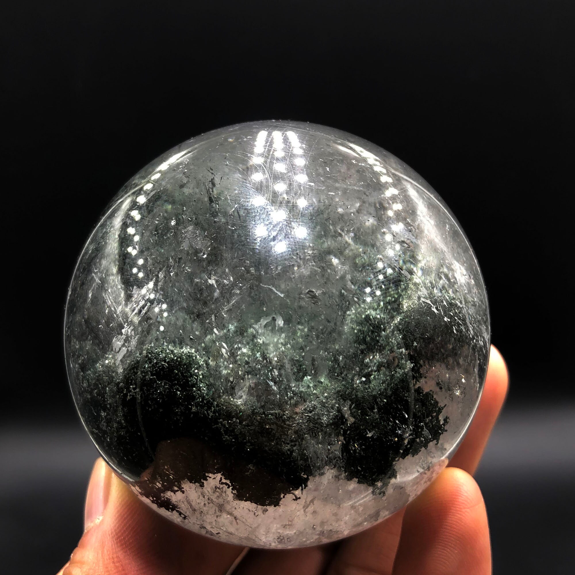 Clear Natural Green Ghost Crystal Ball / Rare Green Ghost - Etsy