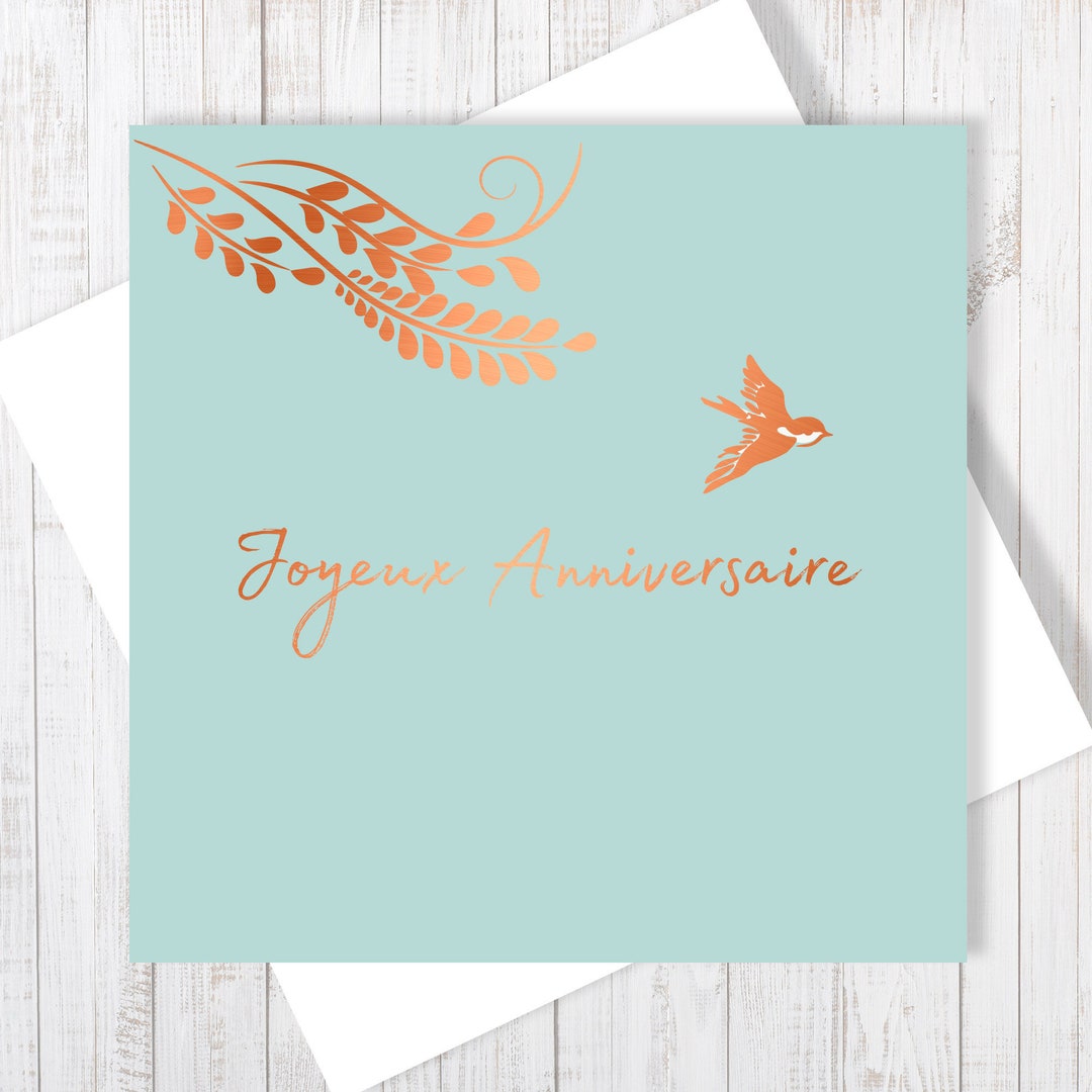 Joyeux Anniversaire | French Happy Birthday Card With Copper Foiling - Etsy