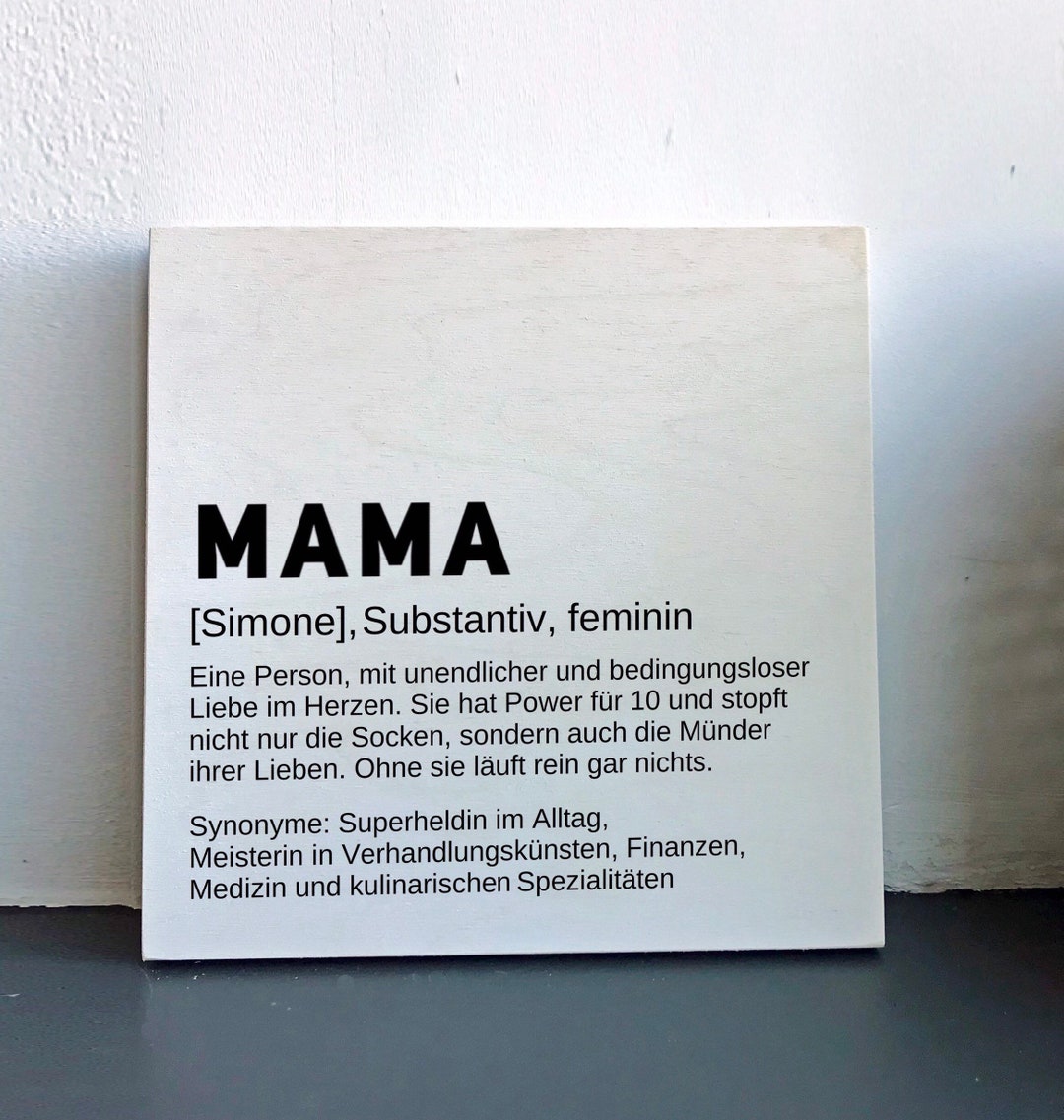 Holzbild - Mama, mit Name, Substantiv feminin Geschenk Muttertag Danke ...