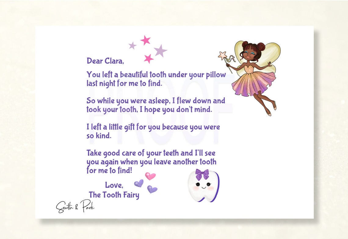 Purple Tooth Fairy Certificate DIY Template Dark Skin - Etsy Canada