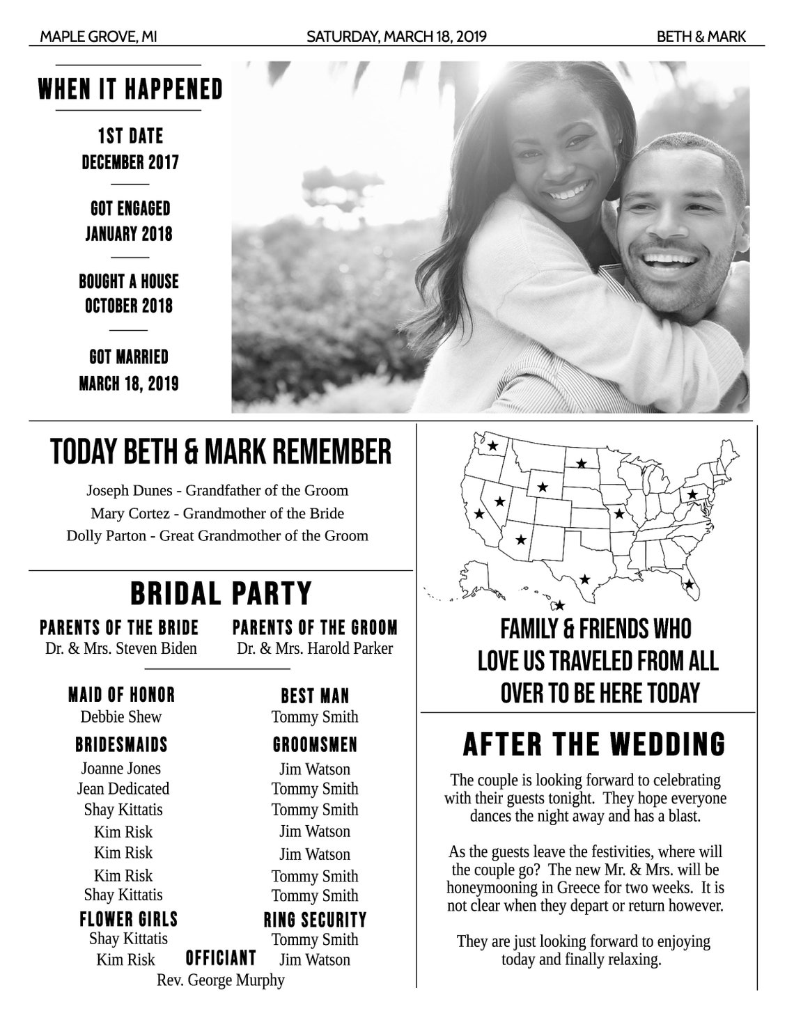 Unique Newspaper Wedding Program | the Knot News | Chic - Etsy