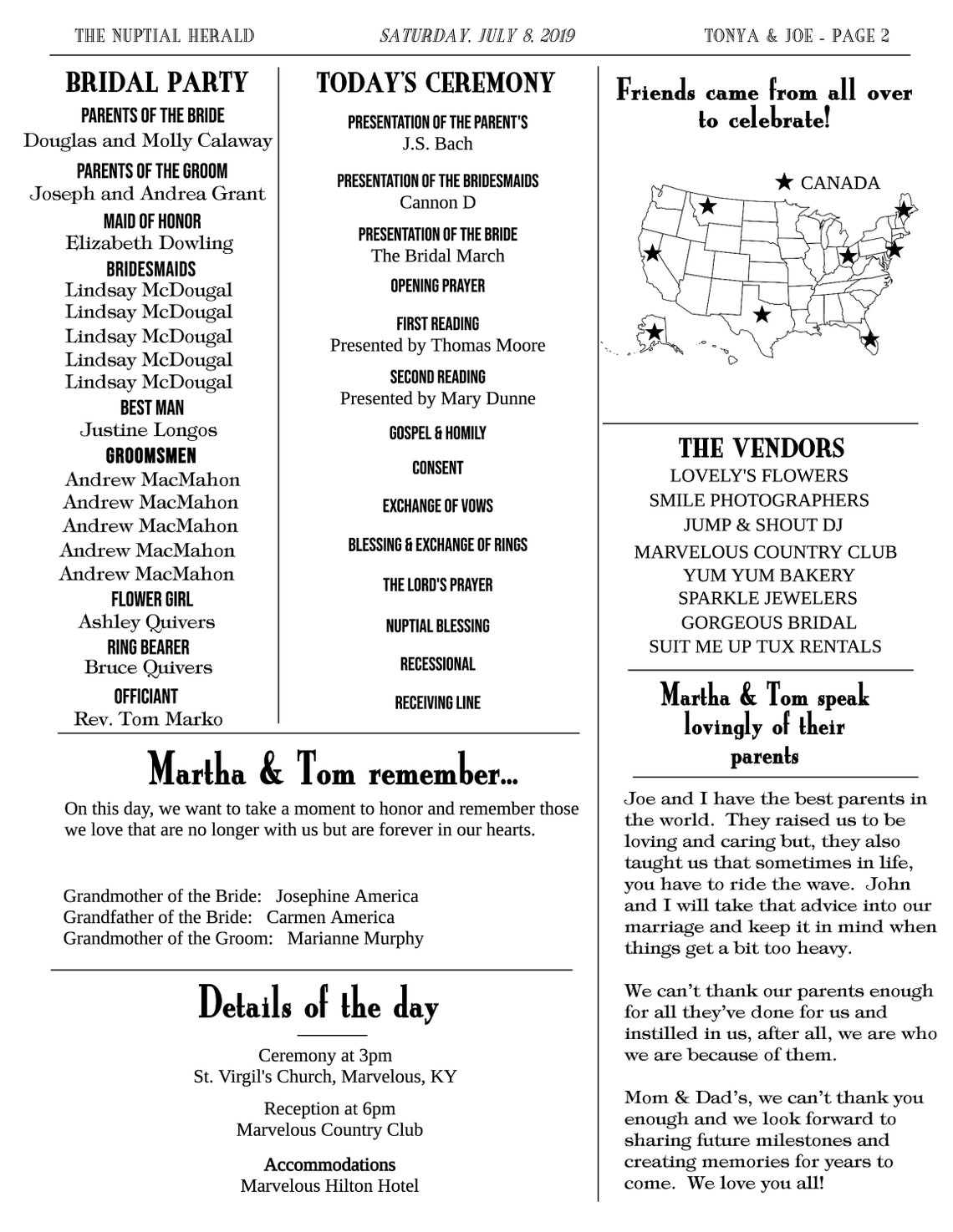 Unique Newspaper Wedding Program-ne Old Matrimony - Etsy