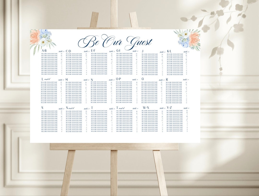 Wedding Seating Chart - Includes 2 Sizes | 18x24 & 24x36 | Adjustable ...