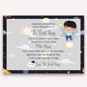 Boy Tooth Fairy Note With Boy Tooth Fairy | Outer Space | Digital ...