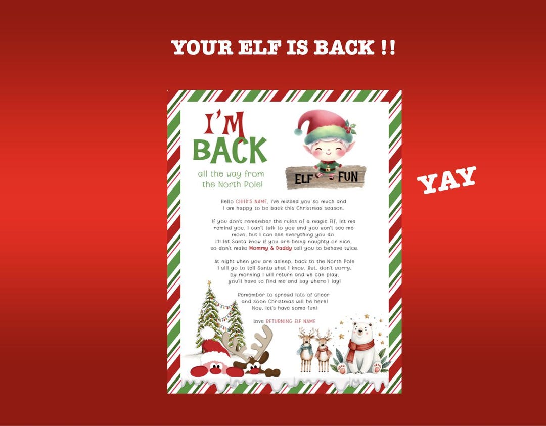 RETURNING ELF LETTER Boy Girl Santa Approved North Pole Envelope ...
