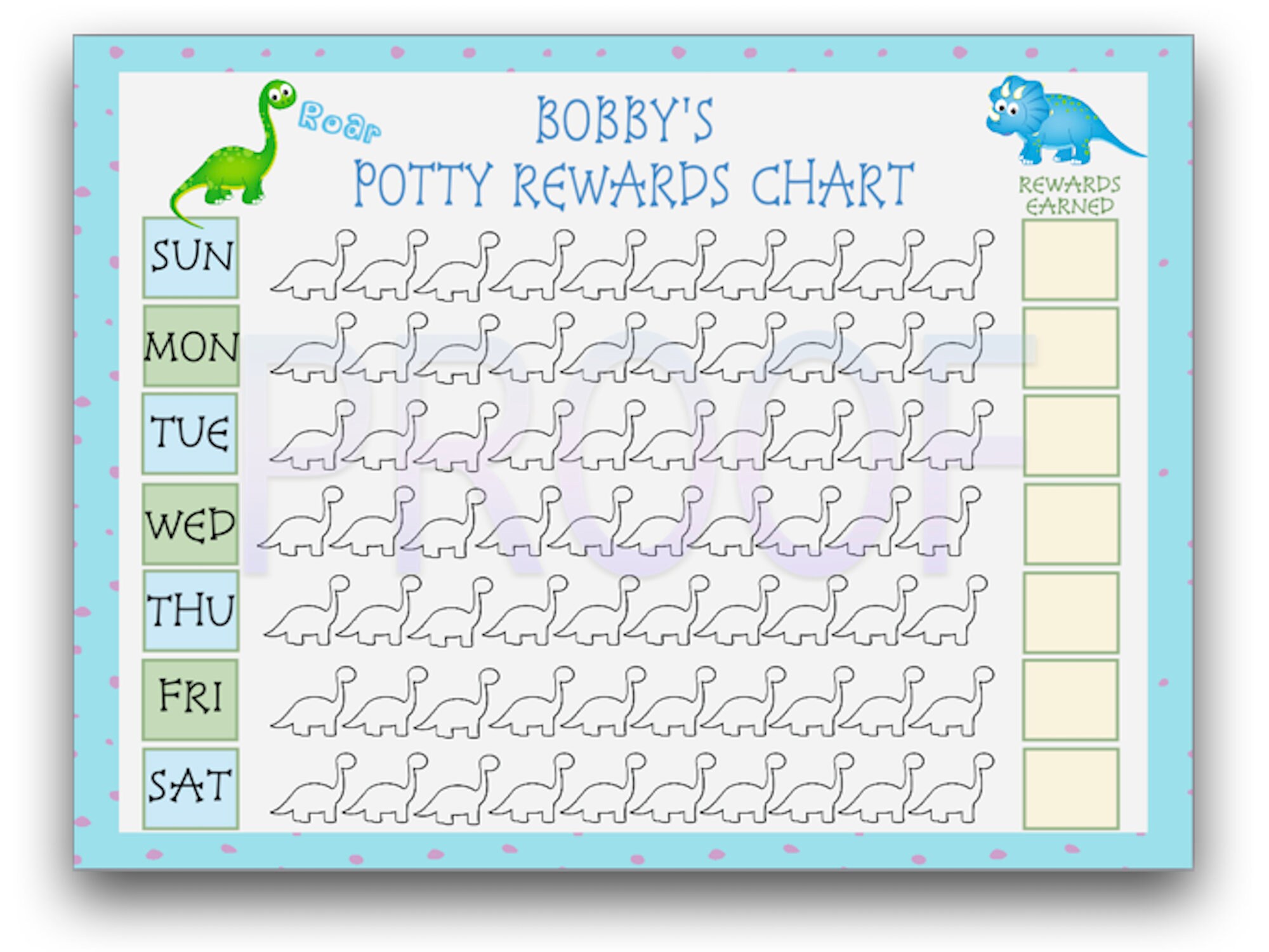 Dinosaur Potty Training Reward Chart | Dino's | Kids | DIY | Editable ...