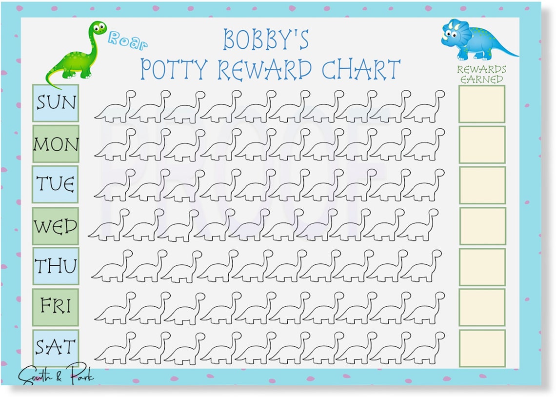 Dinosaur Potty Training Reward Chart Dino's Kids DIY - Etsy