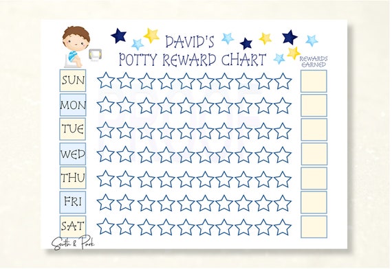 Boy's Potty Training Reward Chart Blue Stars Kids - Etsy