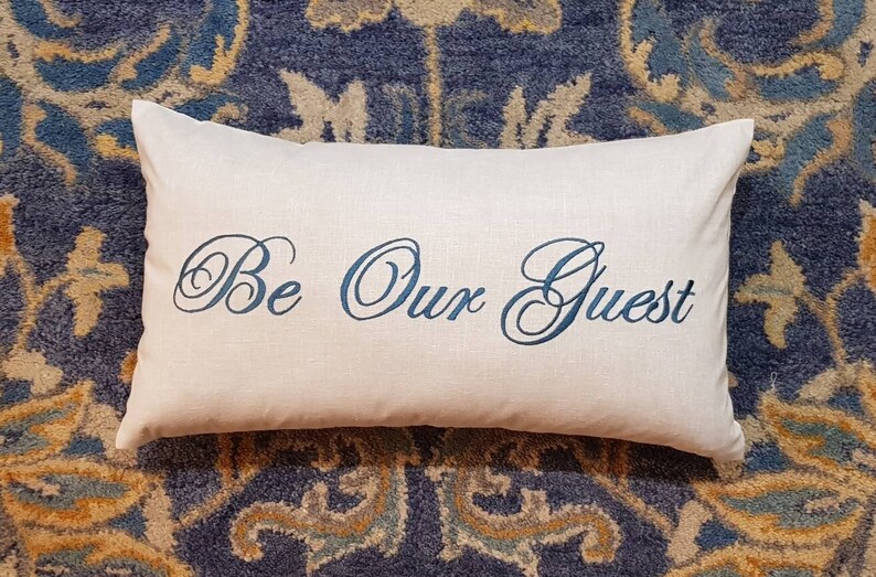 30% off Embroidered Be Our Guest Pillow Guest Room Pillow - Etsy