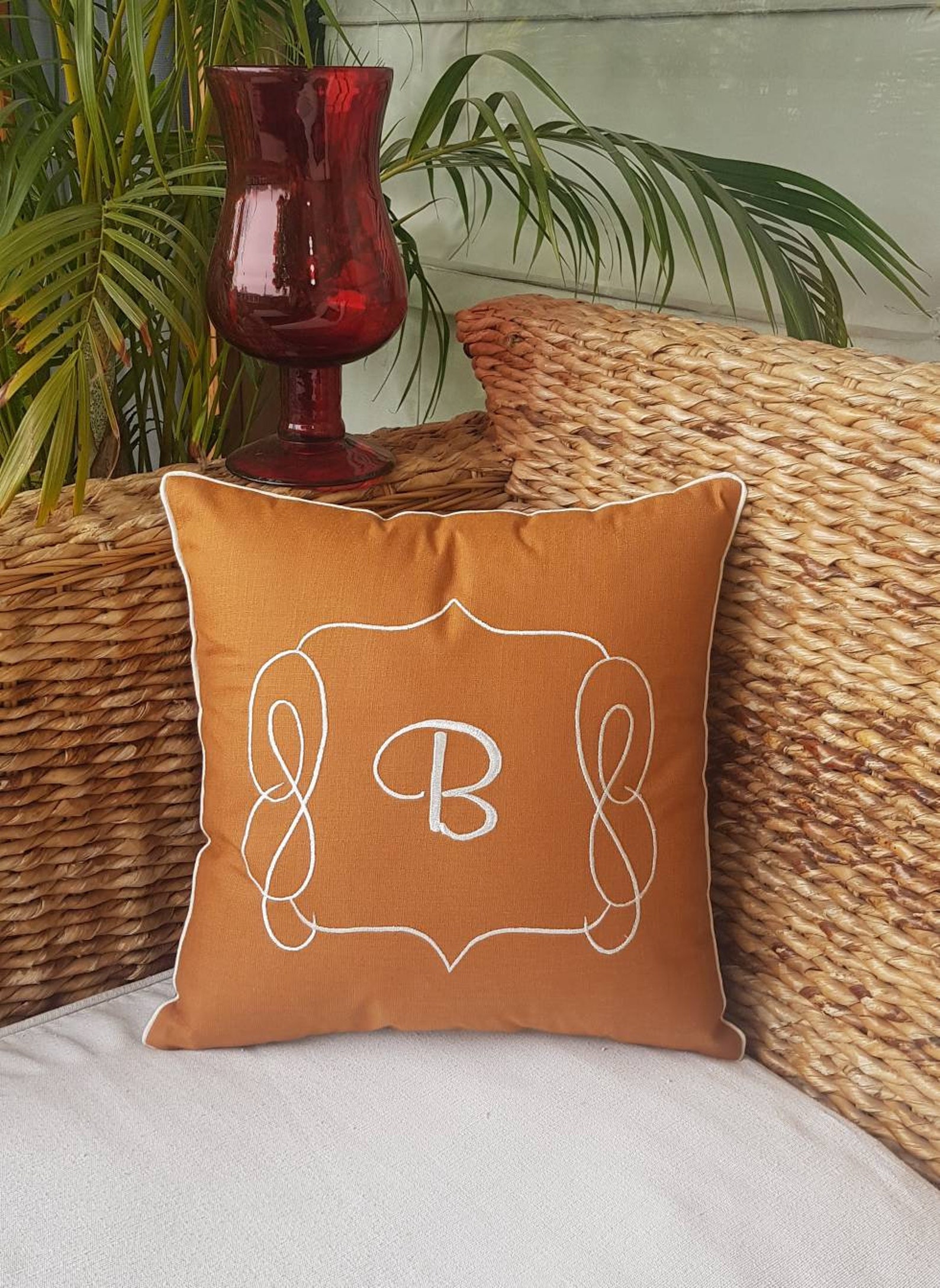 30% OFF Personalized Initial Letter Embroidered Pillow | Etsy