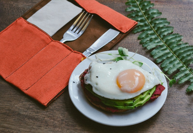 Linen Cutlery Holders Available in Beige, Navy, Orange and Mustard ...