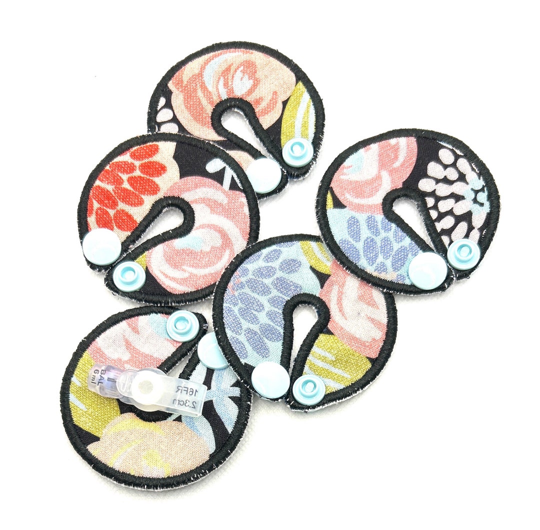 Tubie Pad gtube Cover Set of 5 Circle Pads Floral Pattern on Black ...