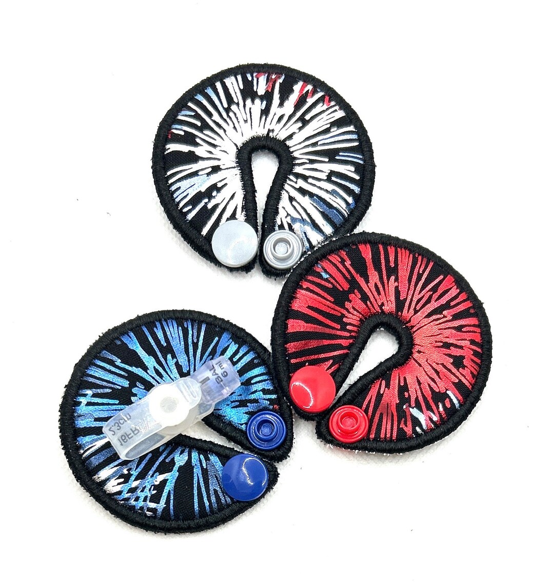 Tubie Pad Set of 3 G Tube Cover Fireworks Design Fabric in Red Silver ...