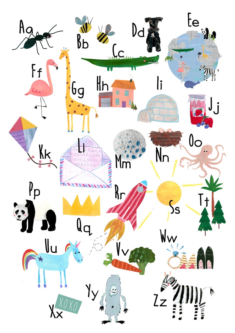 A-Z Nursery | A-Z Alphabet Print | Wall Art | Children's Art | Kids ...