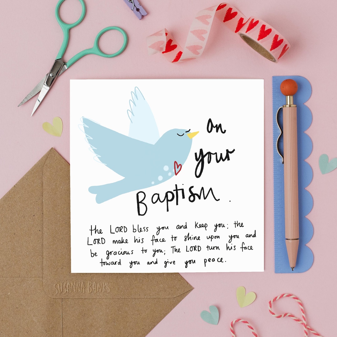 Baptism Card | Blue| Bird | Dove | Baptised | Christian Card | Faith ...