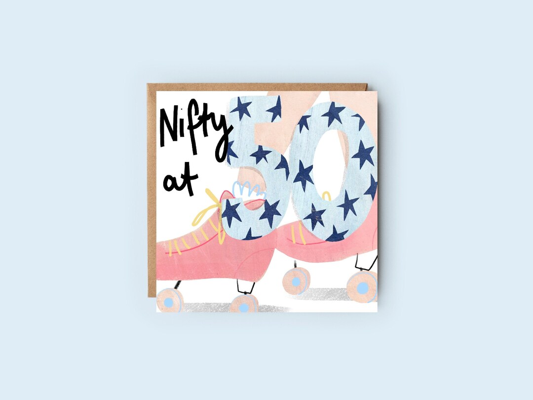 50 | Fifty | Nifty Fifty | Roller Boots | Roller Disco | Age Card ...